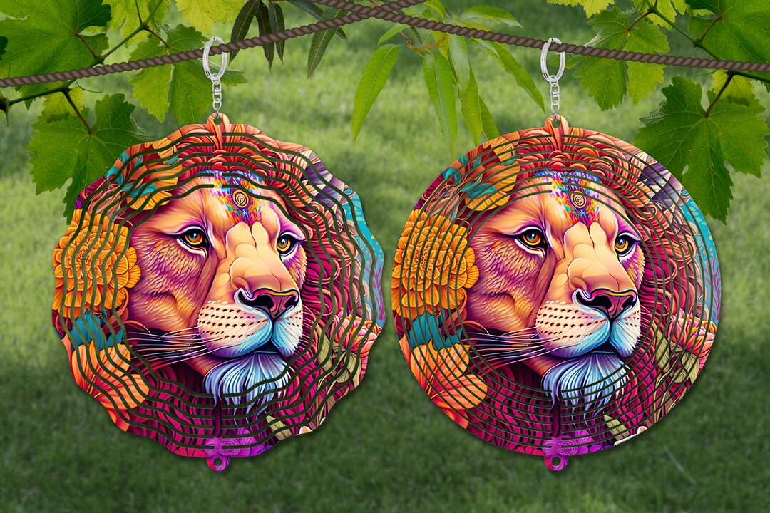 Lion Wind Spinner Watercolor Sublimation Design Template, Wind Spinner ...