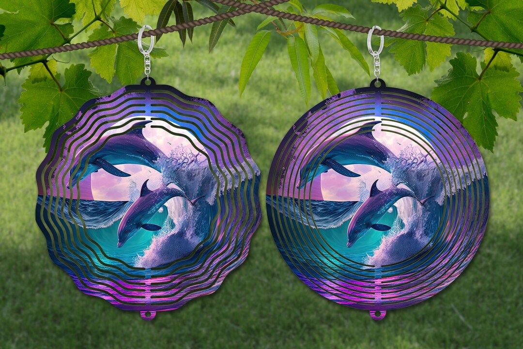 Dolphin Wind Spinner Watercolor Sublimation Design Template, Wind ...