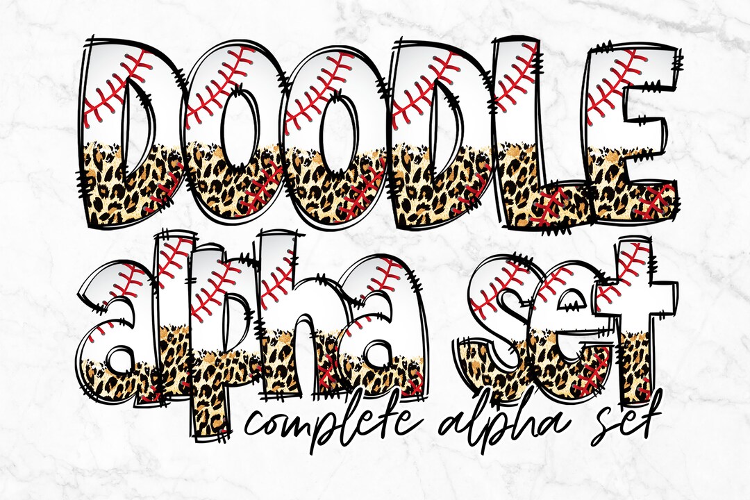 LEOPARD BASEBALL Doodle Letters Alpha Bundle With Matching 20oz Tumbler ...