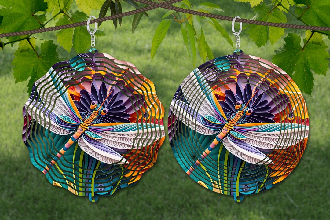 Dragonfly Wind Spinner Paper Quill Sublimation Design Template, 3D Wind ...