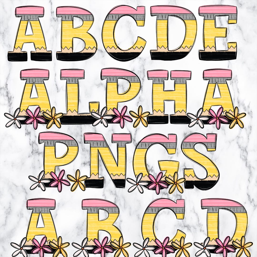 Pencil Doodle Letters Alpha, Printable Alphabet, Teacher Letters, Hand ...