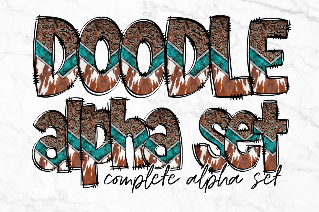 Doodle Letters Alpha Bundle With Matching 20oz Tumbler Wrap, Alphabet ...