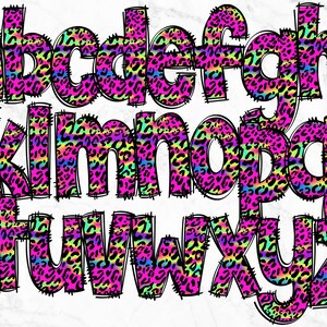 Leopard Print Alphabet Letters PNG Bundle, Alphabet Clipart, Rainbow ...