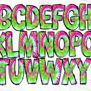Tie Dye Alphabet Letters PNG Bundle, Alphabet Clipart, Baseball Hand ...