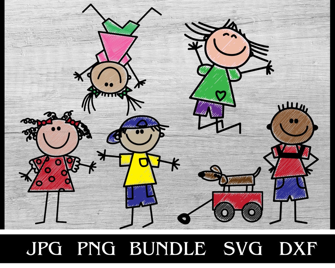 Stick Figure Kids SVG Bundle Stick People Svg Stick Friends - Etsy