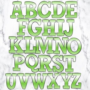 Ombre Doodle Letters Alphabet PNG Bundle, Gradient Alphabet Clipart ...