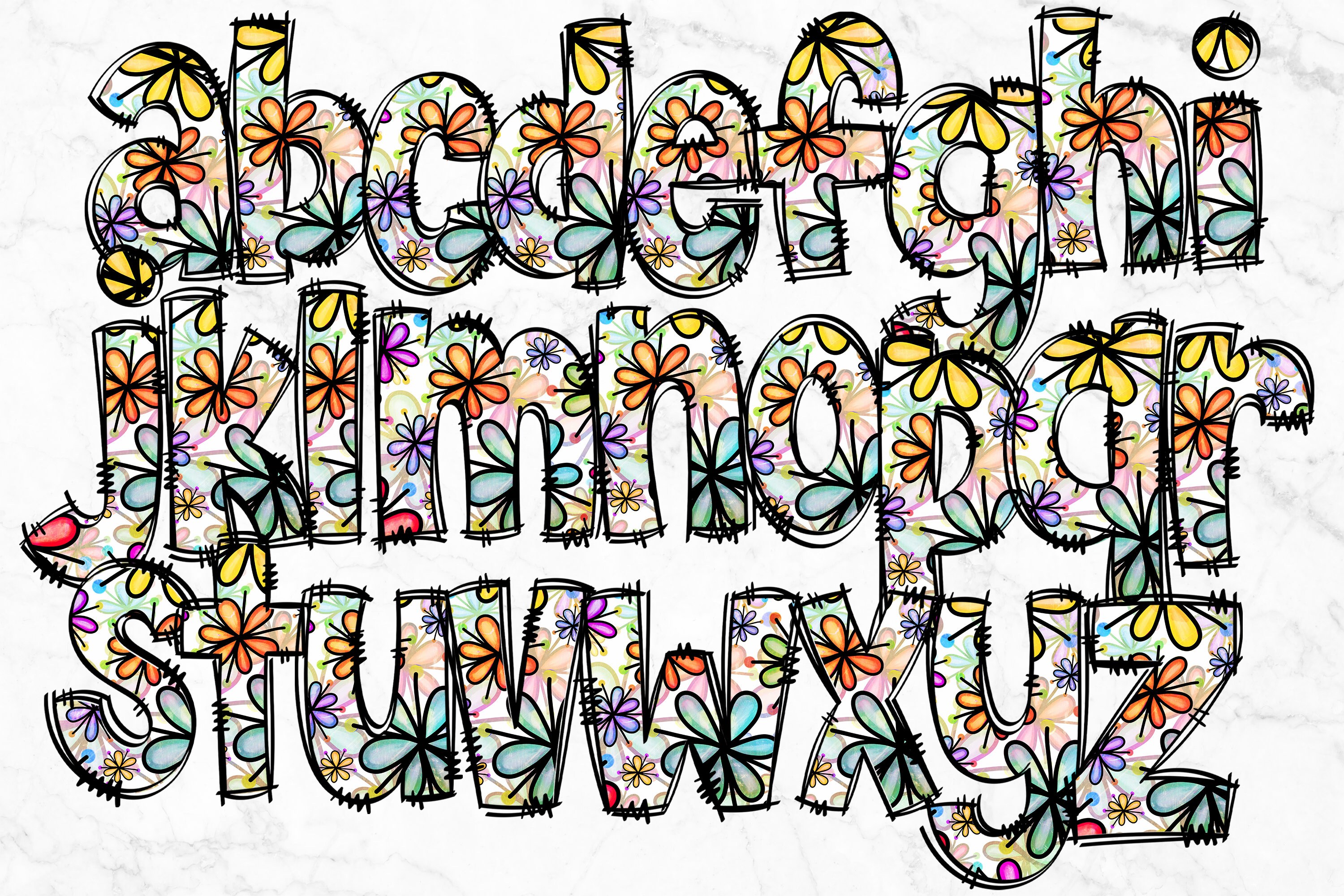 Doodle Letters Alpha Bundle With Matching 20oz Tumbler Wrap, Alphabet ...