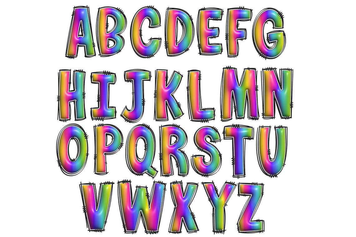 3D Inflated Doodle Letters, Bubble Puff Alphabet Letters PNG Bundle ...