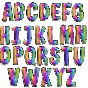 3D Inflated Doodle Letters, Bubble Puff Alphabet Letters PNG Bundle ...