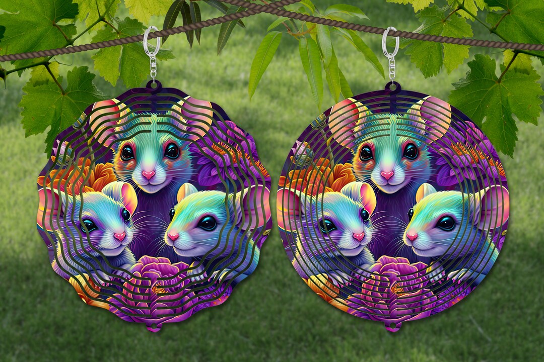 Mice Wind Spinner Watercolor Sublimation Design Template, Wind Spinner ...