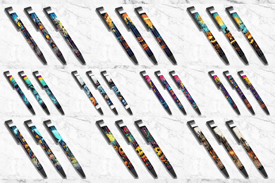 Halloween Pen Wrap Sublimation Design, Horror Ink Joy Pen Skin, Scary ...