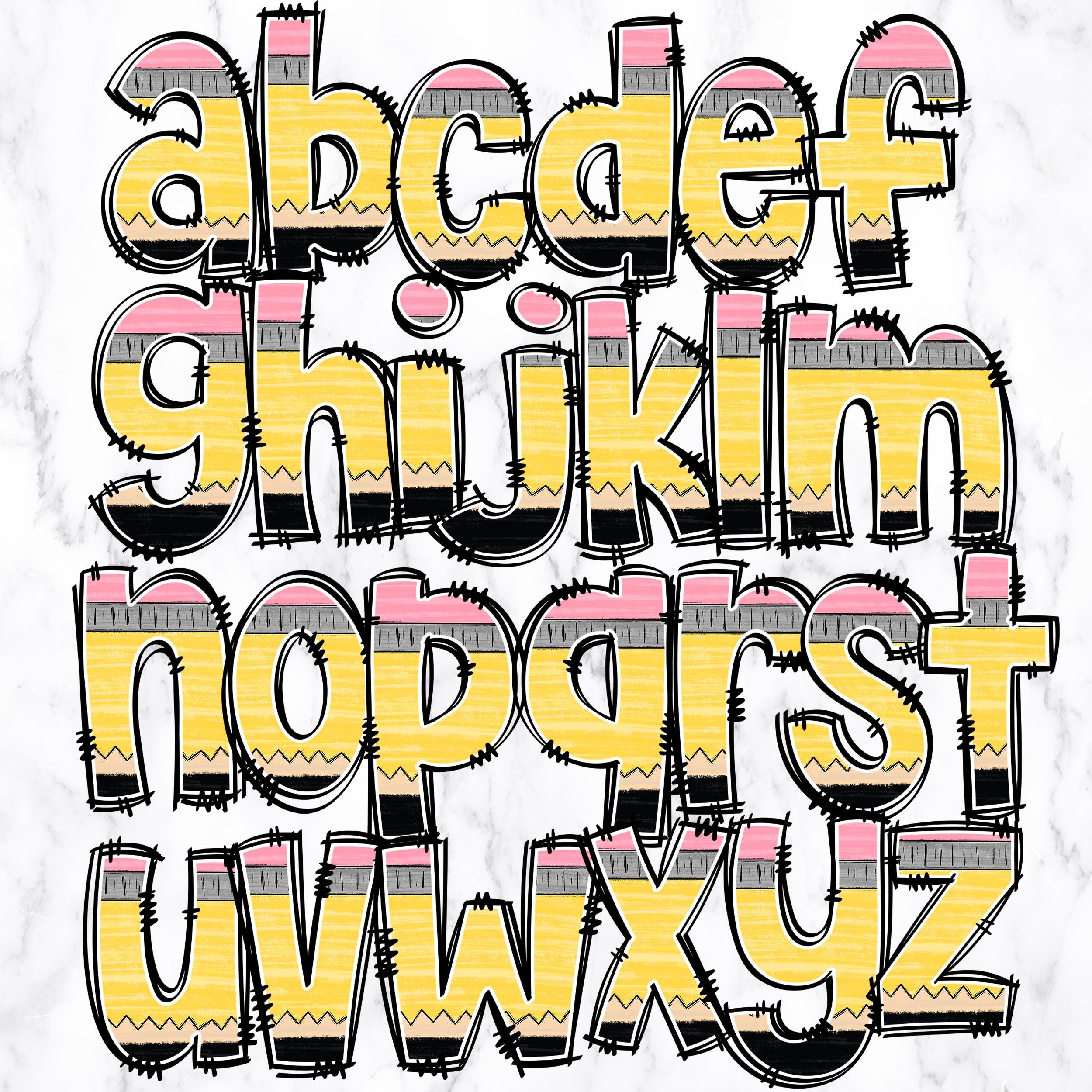 Leopard Doodle Letters Alphabet PNG Bundle, Alphabet Clipart, Cheetah ...