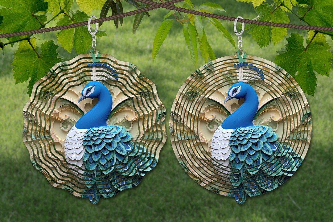 Peacock Wind Spinner Paper Quill Sublimation Design Template, 3D Wind ...