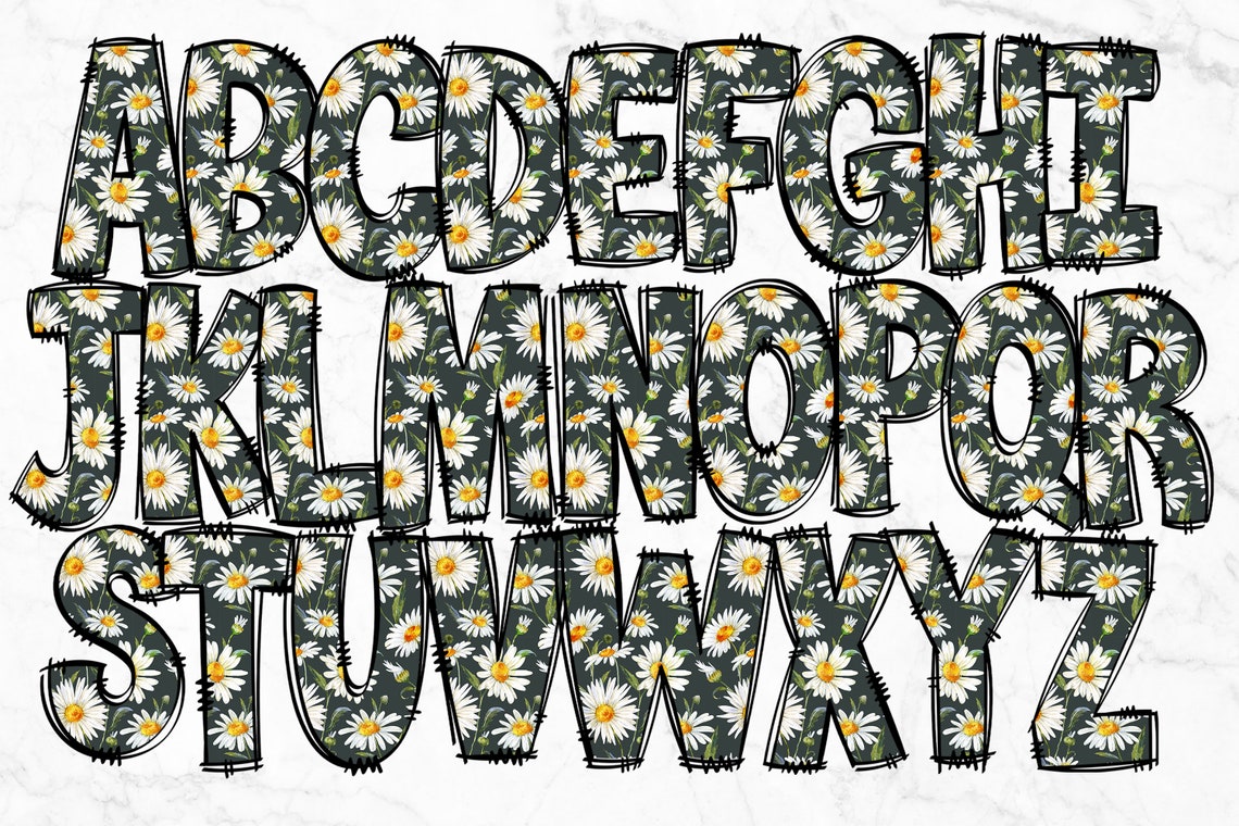 Floral Alphabet Letters PNG Bundle Alphabet Clipart Floral - Etsy
