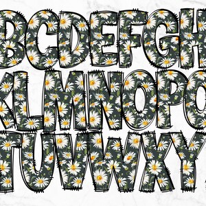 Floral Alphabet Letters PNG Bundle, Alphabet Clipart, Floral Hand Drawn ...
