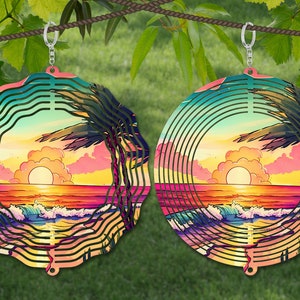 Beach Wind Spinner Watercolor Sublimation Design Template, Wind Spinner ...