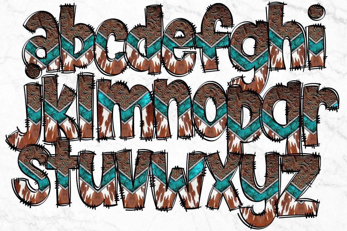 Western Alphabet Letters PNG Bundle Alphabet Clipart Western - Etsy