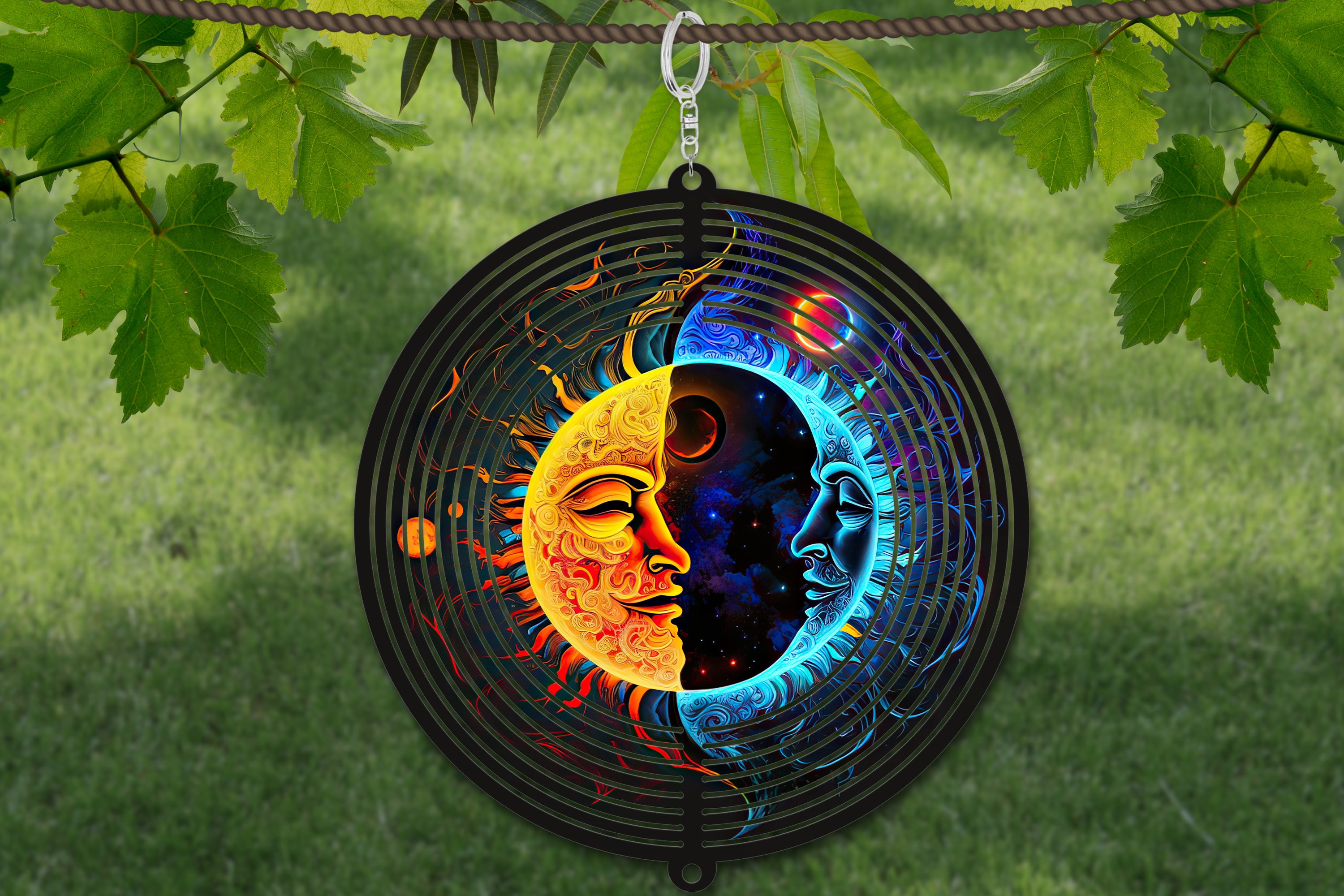 Sun and Moon Wind Spinner Sublimation Design Template, Neon Wind ...