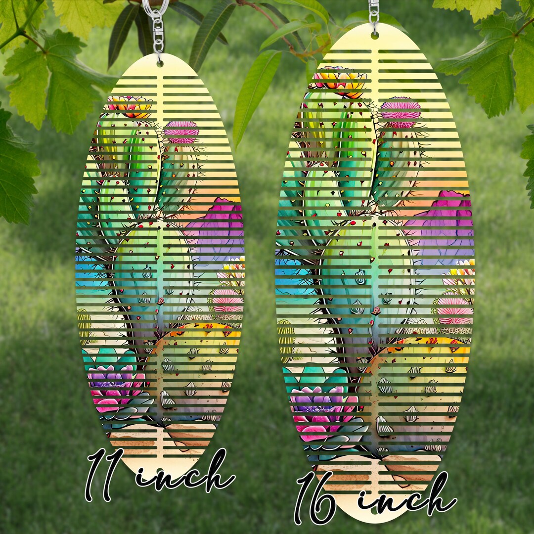 Cactus Oval Wind Spinner Sublimation Design, 11 Inch Oval Wind Spinner ...