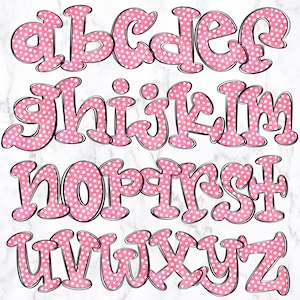 Pink Dots Doodle Alphabet Letters PNG Bundle, Alphabet Clipart, Cute ...