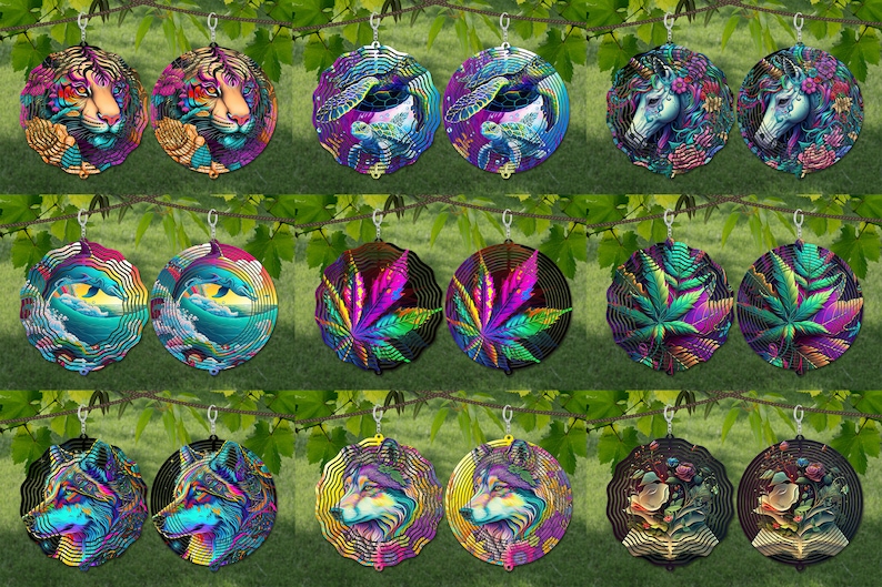 Neon Wind Spinner Bundle Sublimation Design Template, Bright Wind ...