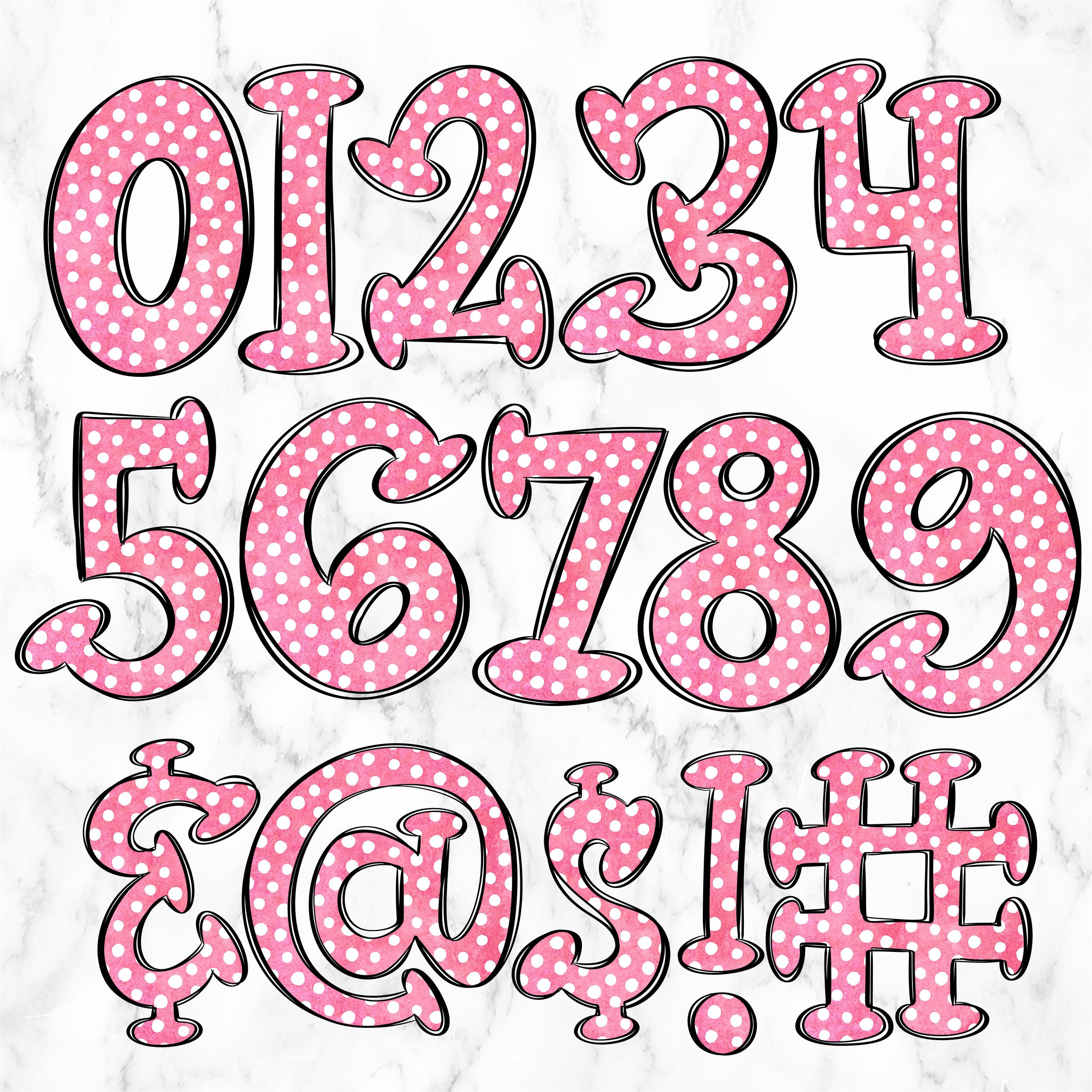 Pink Dots Doodle Alphabet Letters PNG Bundle, Alphabet Clipart, Cute ...