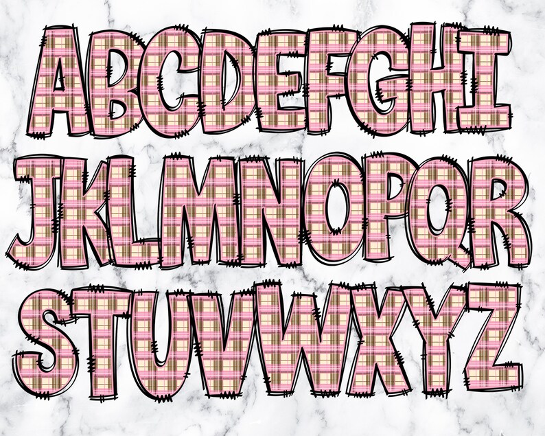 Pink Cowgirl Doodle Alphabet Letters PNG Bundle, Alphabet Clipart ...