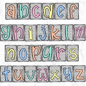 Dot Doodle Alphabet Letters PNG Bundle, Spot Alphabet Clipart, Spots ...