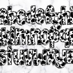 Cow Print Doodle Alphabet Letters PNG Bundle, Alphabet Clipart, Cow ...