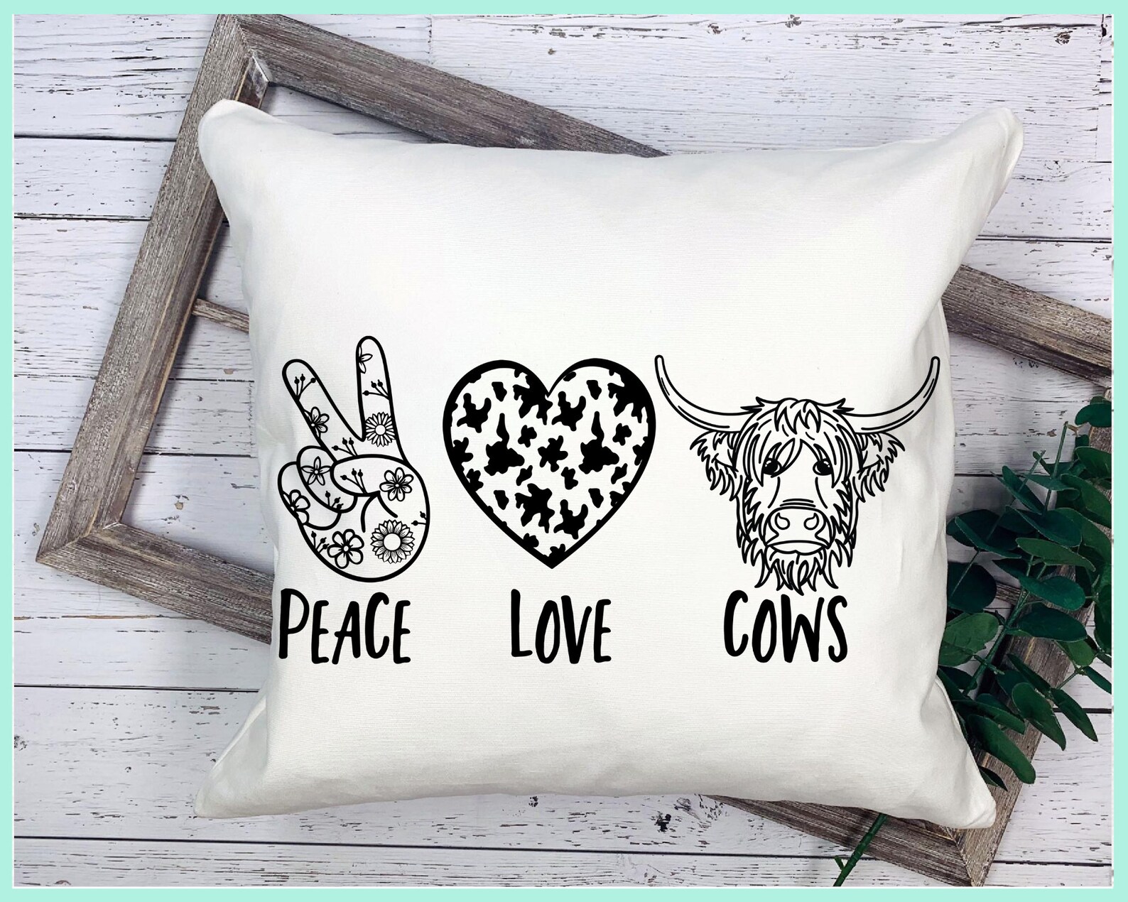 Peace Love Cows Svg Highland Cow Svg Cow Svg Floral Cow | Etsy