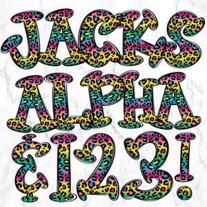 Bright Leopard Print Doodle Alphabet Letters PNG Bundle, Alphabet ...