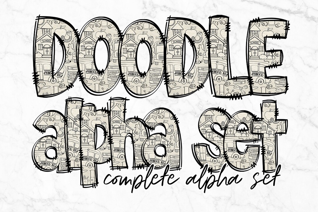 Drawing Doodle Letters Alpha Bundle With Matching 20oz Tumbler - Etsy