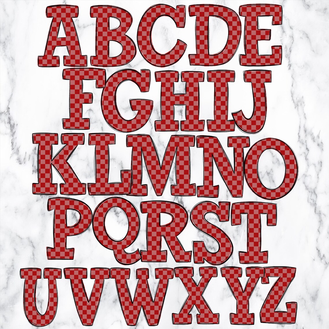 Fall Checkered Letters Alphabet PNG Check Alphabet Clipart Printable ...