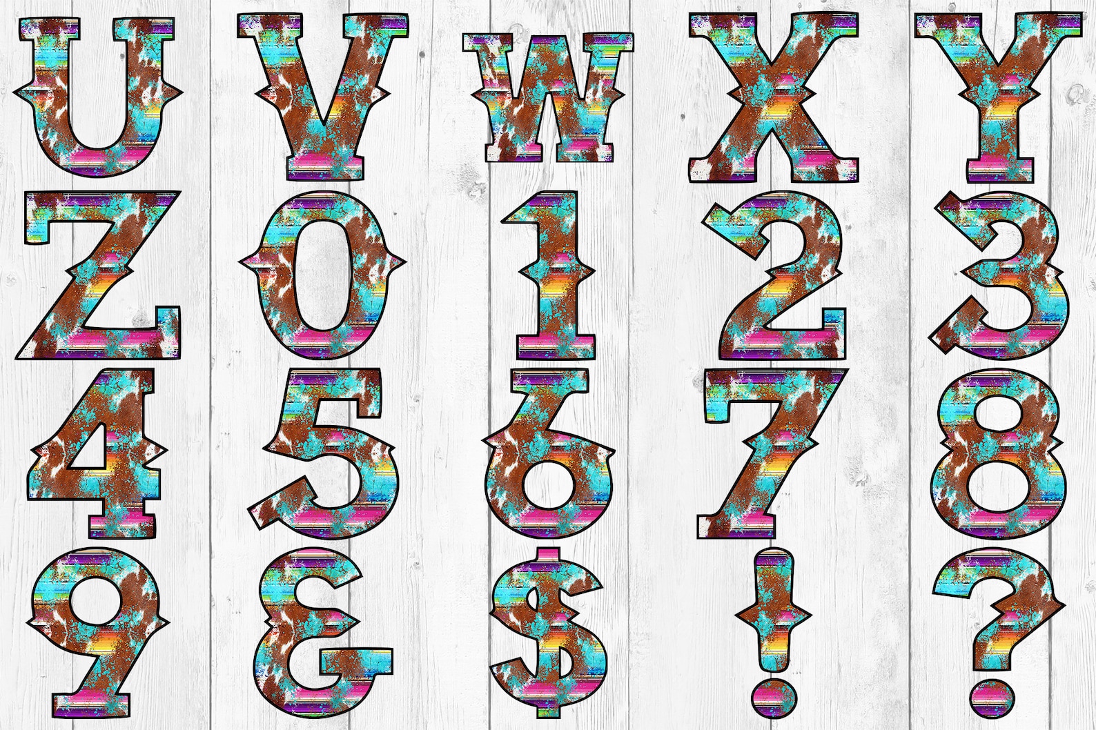 Western Letters and Numbers Letters & Numbers PNG Western | Etsy