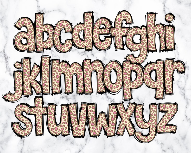 Pink Cowgirl Doodle Alphabet Letters PNG Bundle, Alphabet Clipart ...