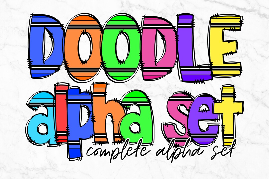 Crayon Doodle Letters Alpha Bundle With Matching 20oz Tumbler Wrap ...
