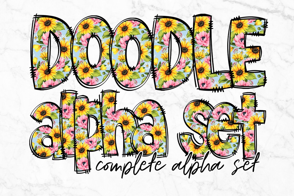 Floral Alphabet Letters PNG Bundle, Alphabet Clipart, Floral Hand Drawn ...