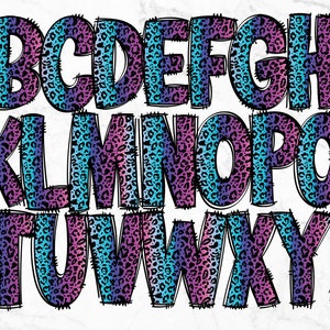 Leopard Print Alphabet Letters PNG Bundle, Alphabet Clipart, Rainbow ...
