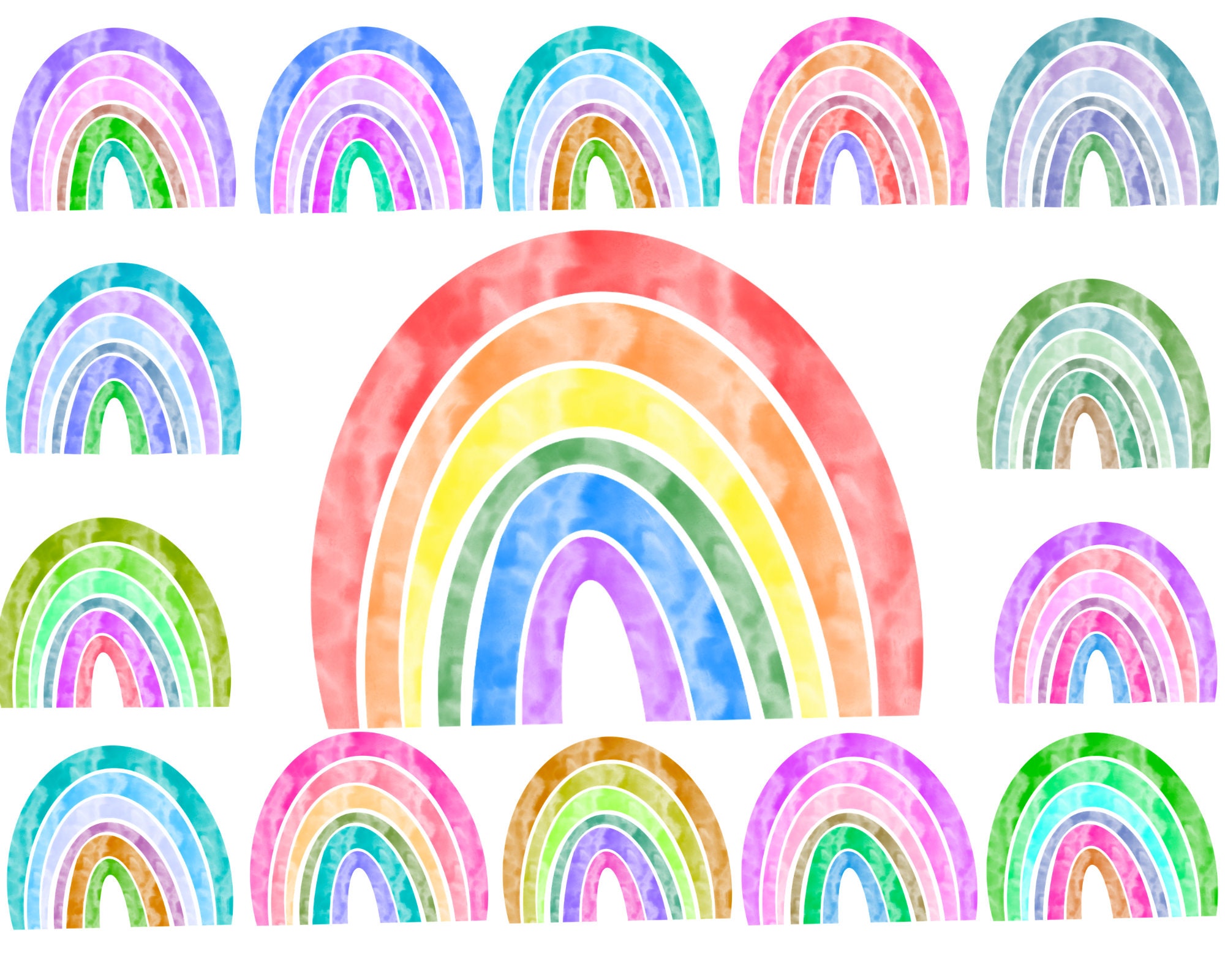 Rainbow Clip Art Watercolor Rainbow Hand Drawn Rainbow - Etsy