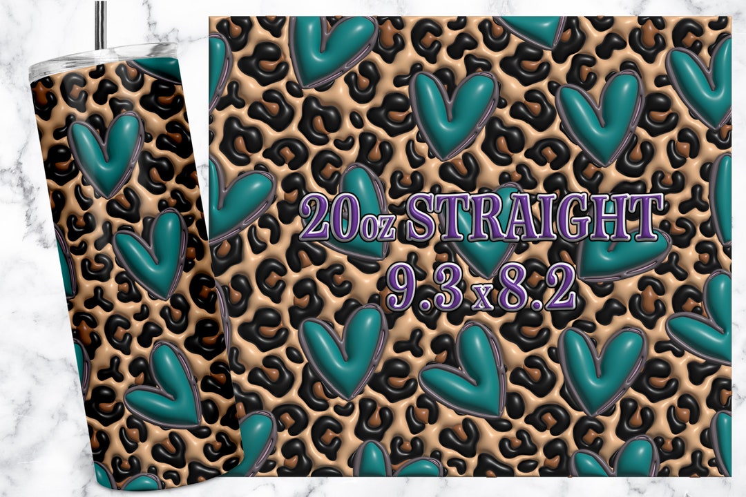 Leopard Print 3D Inflated 20oz Skinny Tumbler, 3D Bubble Puff ...