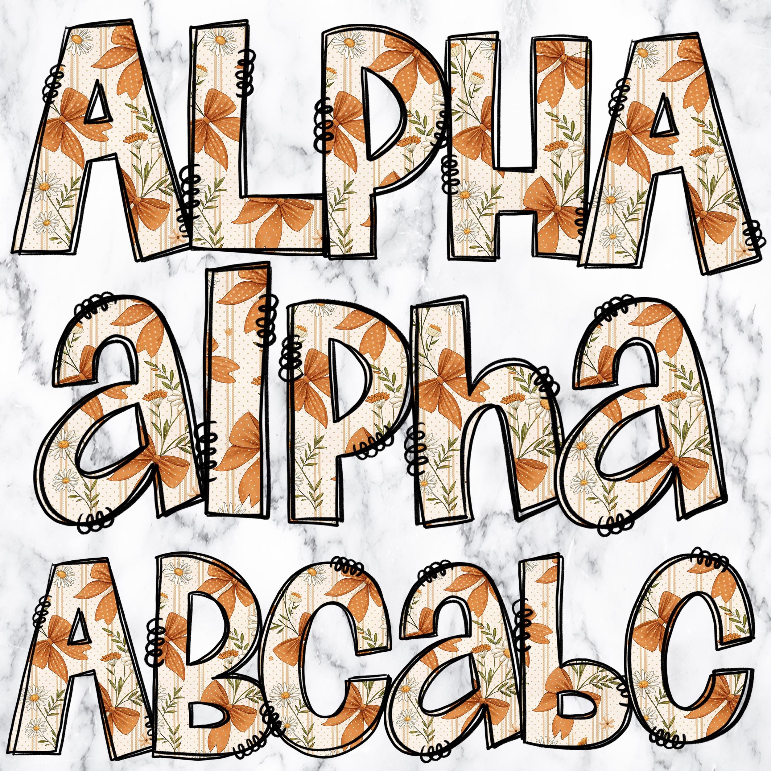 Fall Floral Letters Alphabet PNG Alphabet Clipart Printable Alphabet ...