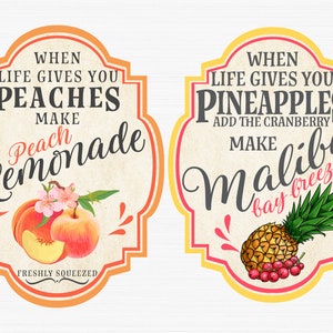 Lemonade Label, Pina Colada Label, Margarita Png, Mai Tai Png, When ...