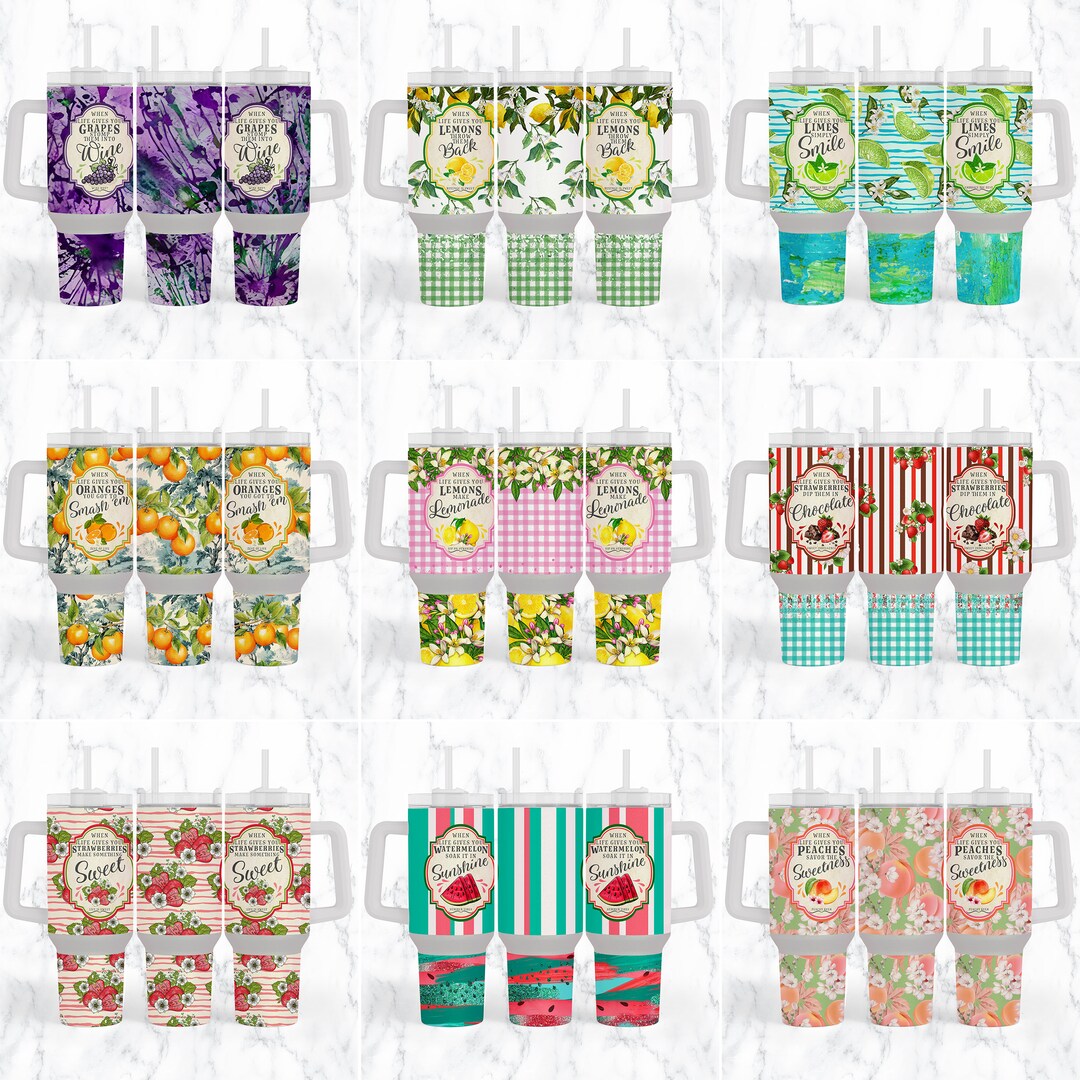 40oz Quencher Wrap, Lemonade Label , 40oz Tumbler With Handle ...
