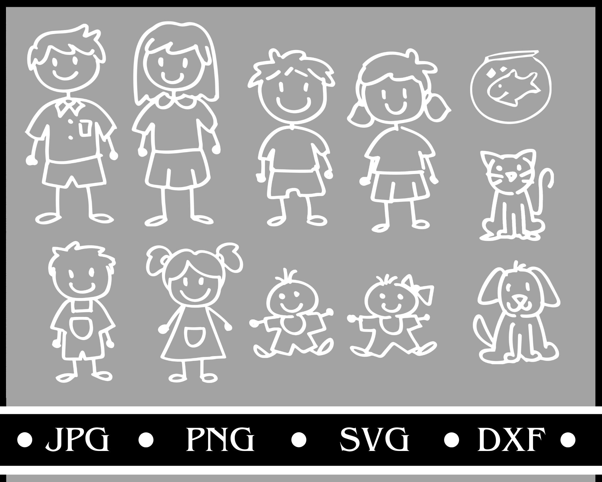Stick Figure Family SVG Bundle, Stick People Svg, Stick Family Svg ...