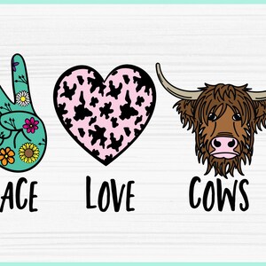 Peace Love Cows Svg Highland Cow Svg Cow Svg Floral Cow - Etsy