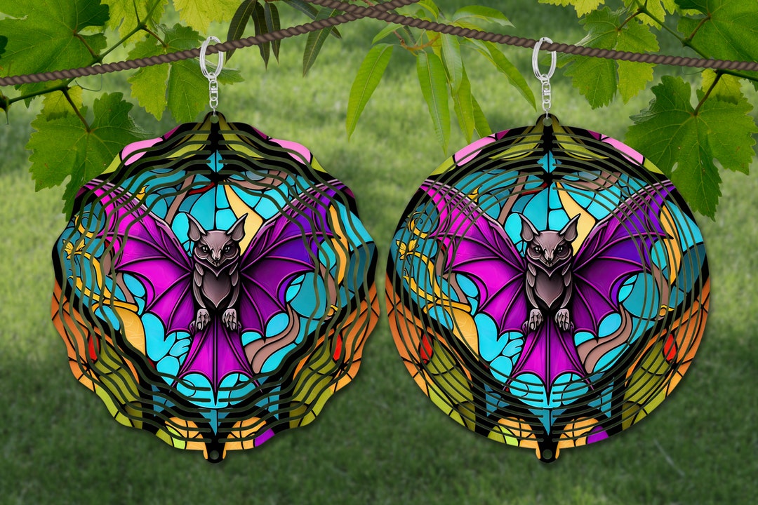 Bat Wind Spinner Stained Glass Sublimation Design Template, Wind ...