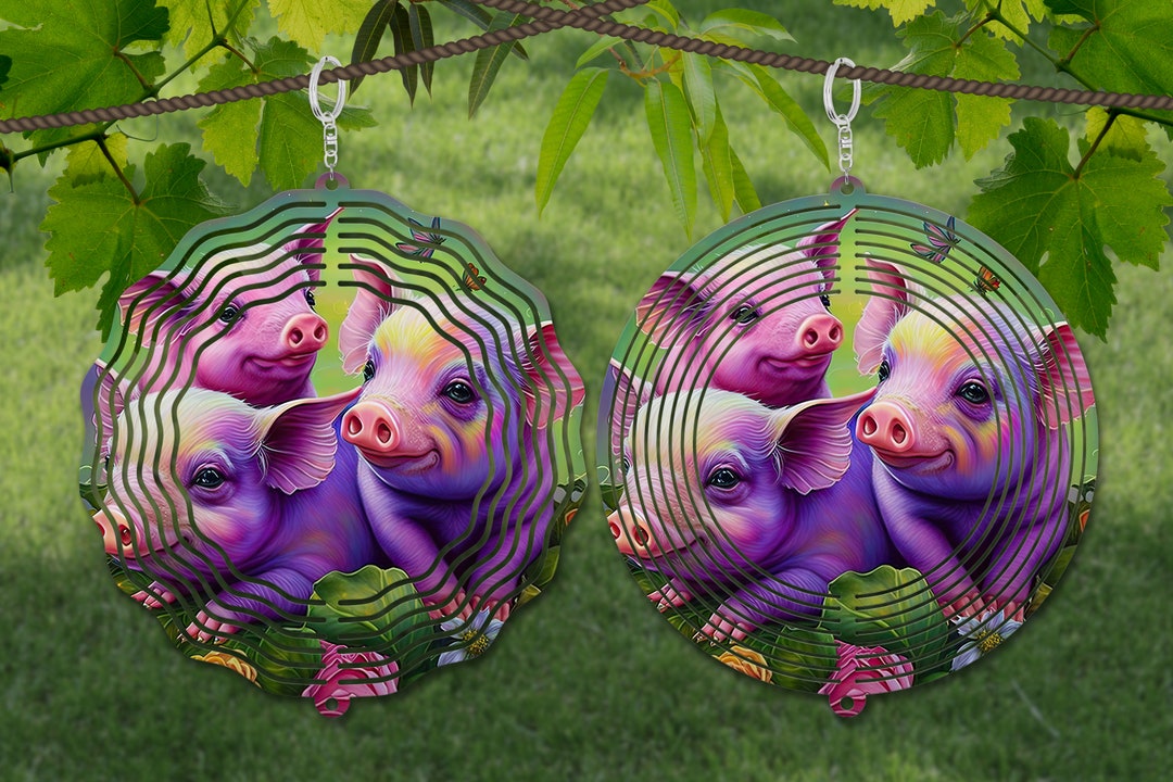 Pig Wind Spinner Watercolor Sublimation Design Template, Wind Spinner ...