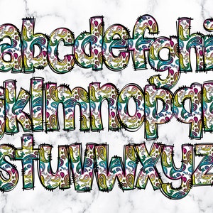 Western Doodle Alphabet Letters PNG Bundle, Alphabet Clipart, Western ...