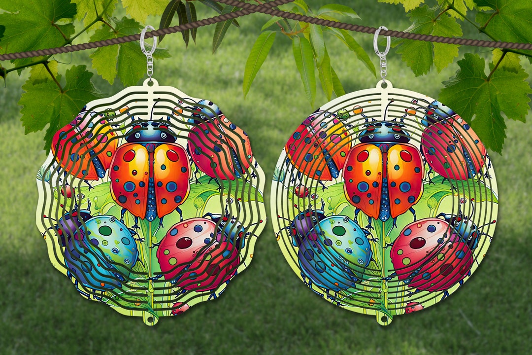 Lady Bug Wind Spinner Watercolor Sublimation Design Template, Wind ...