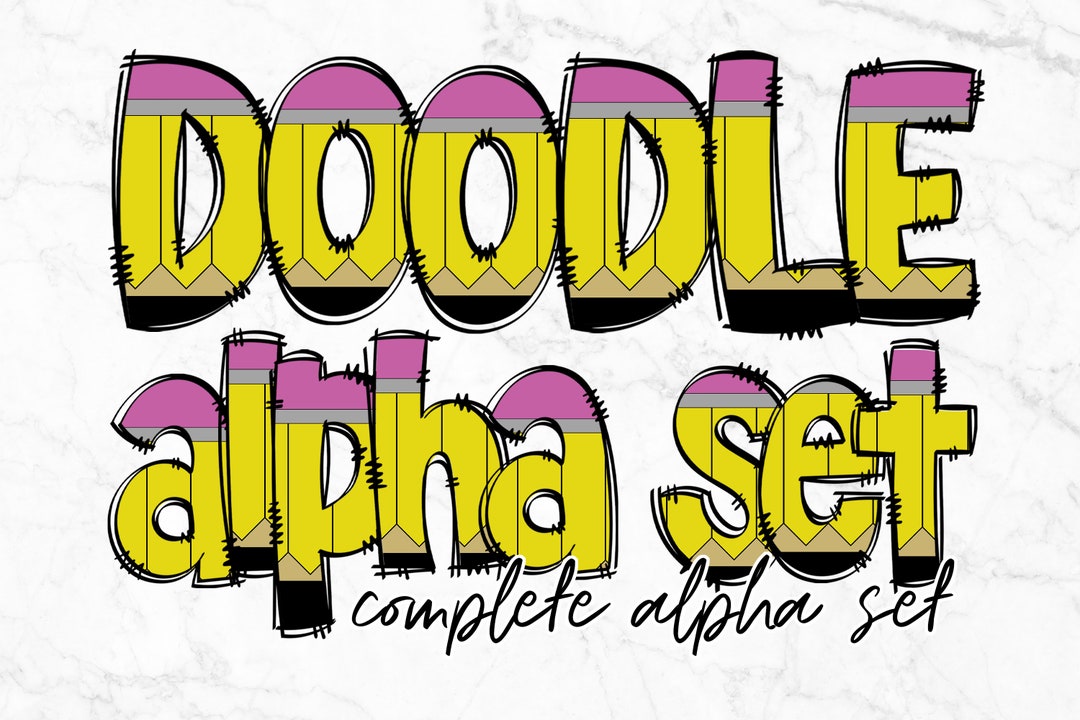 Pencil Doodle Letters Alpha Bundle With Matching 20oz Tumbler Wrap ...